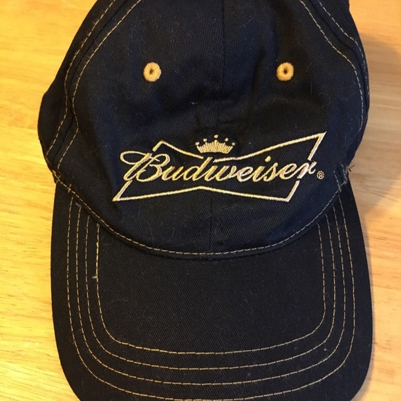 Accessories | Budweiser Black Cap With Gold Embroidery | Poshmark